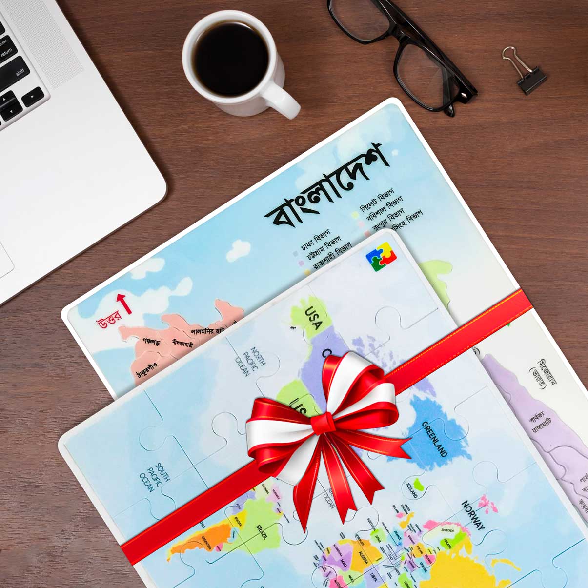 Combo Package - BD Map & World Map Educational Puzzle - Puzzle BD